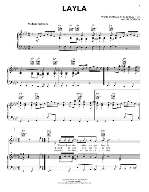 Derek And The Dominos Layla Sheet Music For Guitar Tab Download Pdf