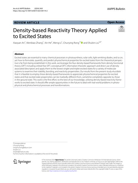 Pdf Density Based Reactivity Theory Applied To Excited States