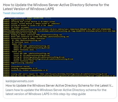 windows server update your active directory schema for the current