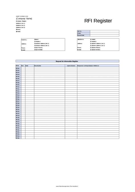 Free Rfi Template Excel