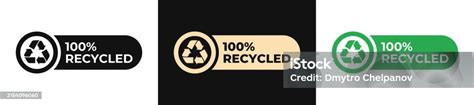 Premium 100 재활용 라벨 벡터 디자인 재활용 소재로 제작 아이콘 골드 일러스트레이션 로고 상징 기호 스탬프 태그 엠블럼 마크 또는 인장 재사용 된 플라스틱 및 종이