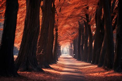 나무가 우거진 길 옆에 나무의 그룹 가을 계절 공원 배경 일러스트 및 사진 무료 다운로드 Pngtree