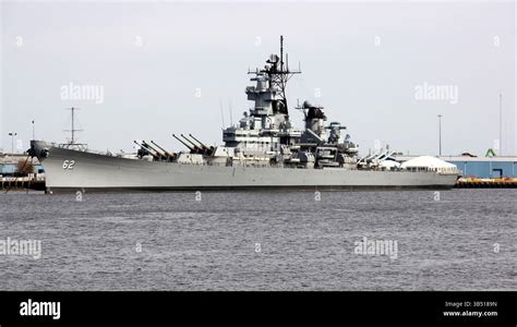 Battleship Uss New Jersey On The Camden Nj Waterfront View Across