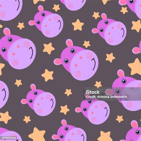 귀여운 하마와 별 하마의 매끄러운 패턴 어린이 용 섬유 옷 벡터 일러스트레이션 0명에 대한 스톡 벡터 아트 및 기타 이미지 0명 귀여운 다중 색상 Istock