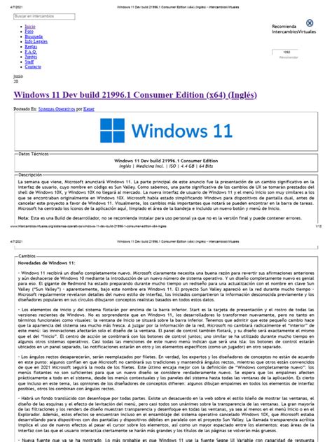 Windows 11 Dev Build 219961 Consumer Edition X64 Inglés Intercambiosvirtuales Pdf Windows 11 Dev Build 219961 Consumer Edition X64 Inglés Intercambiosvirtuales Pdf