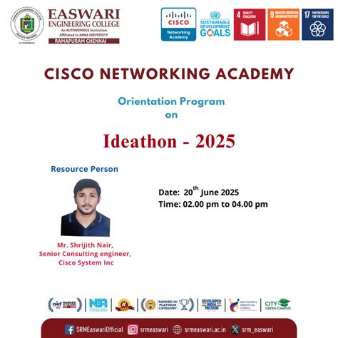 Cisco Networking Academy Orientation Program On Ideathon 2025 Srm
