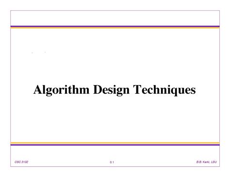 Algorithms Design Techniques Lecture Slides Csc 3102 Docsity