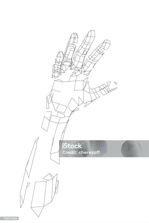 인간의 손 벡터의 윤곽을 잡아보입니다 와이어 프레임 스타일 3차원 형태에 대한 스톡 벡터 아트 및 기타 이미지 3차원 형태 기하 도형 디자인 Istock