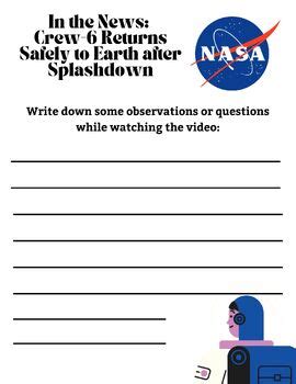Nasa Space Crew Writing Prompt By SALLY GINS TPT