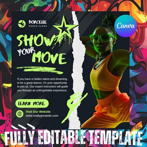 Editable Dance Class Flyer Canva Template Digital Etsy