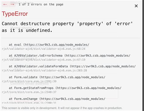 Data Gives Error In Toerrorschema Cannot Destructure Property