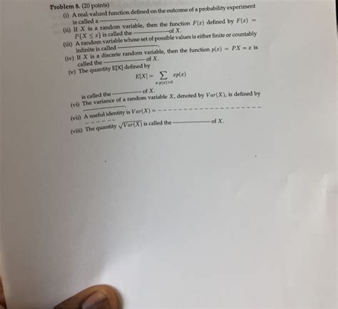 Solved I A Real Valued Function Defined On The Outcome Of