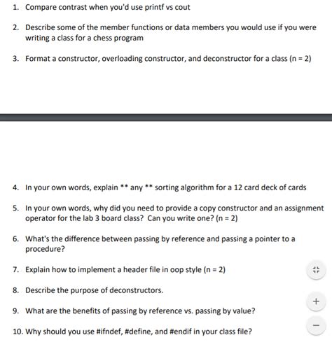 Solved 1 Compare Contrast When Youd Use Printf Vs Cout 2