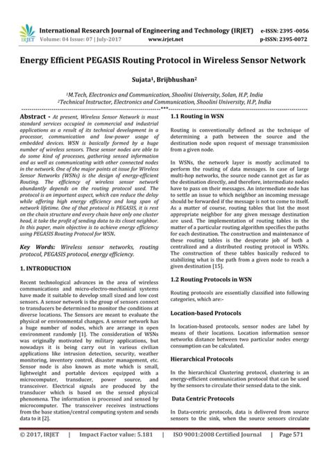 energy efficient pegasis routing protocol in wireless sensor network