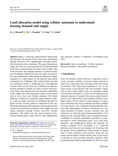 Pdf Land Allocation Model Using Cellular Automata To Understand Housing Demand And Supply