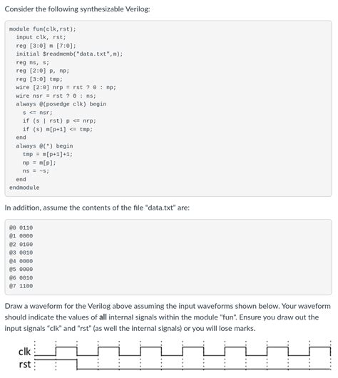 Consider The Following Synthesizable Verilog Module