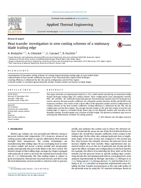 Pdf Heat Transfer Investigation In New Cooling Schemes Of A