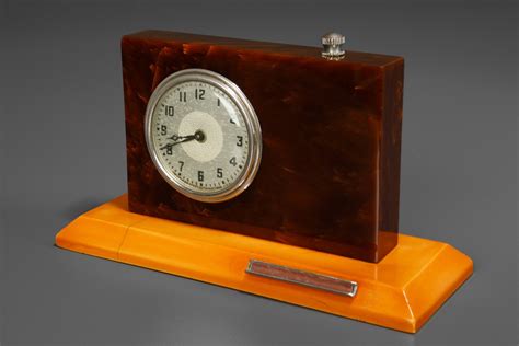 Reddish Brown And Butterscotch Catalin Deco Clock Lighter Combo Clocks Decophobia 20th
