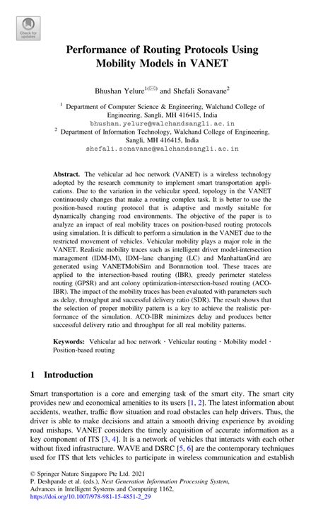 Pdf Performance Of Routing Protocols Using Mobility Models In Vanet