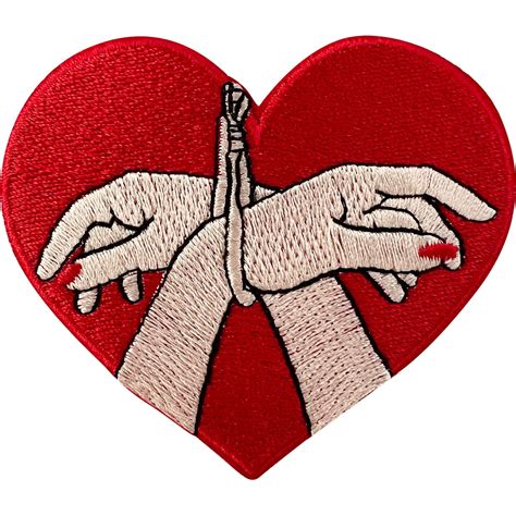 Red Love Heart Patch Iron Sew On Clothes Bondage Bdsm Sex Cuff Embroid