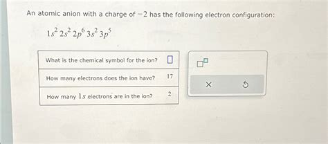Solved An Atomic Anion With A Charge Of 2 ﻿has The