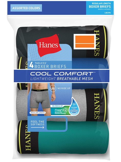 Hanes Cool Comfort Tagless Boxer Briefs 4 Pack