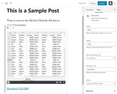How To Embed PDF Spreadsheet And Others In WordPress Blog Posts