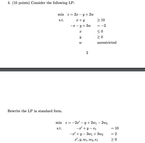 linear programming how did they get the standard form of this lp