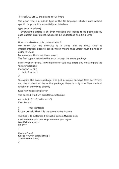 introduction to the golang error type new hello error to use