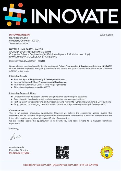 uma sarath kanth nattala on linkedin internship pythonprogramming softwaredevelopment