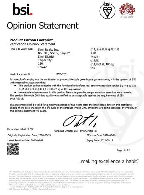 Certificates｜sinyi Realty Sustainability