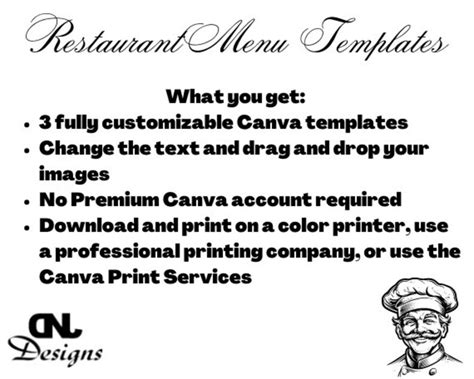 Restaurant Menu Template Set Canva Template Menu Specials Template Customizable Canva