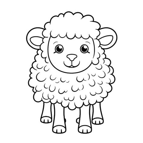 Premium Ai Image Sheep Adorable Art Cute Simple Coloring Book Kawaii Line Art
