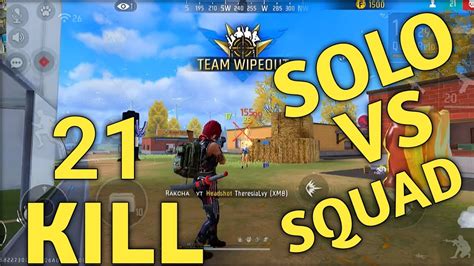 21 Kill Solo Vs Squad Br Rank Solo Vs Squad Garina Free Fire