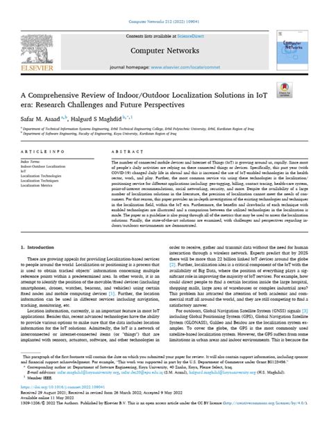 A Comprehensive Review Of Indoor Outdoor Localization Solutions In Iot Era Research
