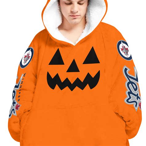 Halloween V2 Custom Name Winnipeg Jets Oodie Blanket Hoodie Nhl