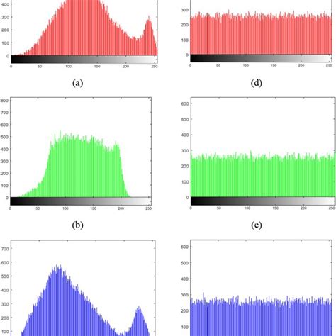 Layer Wise Histograms Of Plain And Encrypted Images A C Shows Three