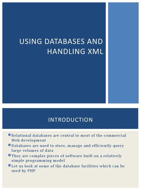 Using Databases And Handling Xml Pdf Xml My Sql