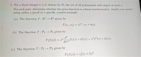 solved 1 for a fixed integer n≥0 denote by pn the set of