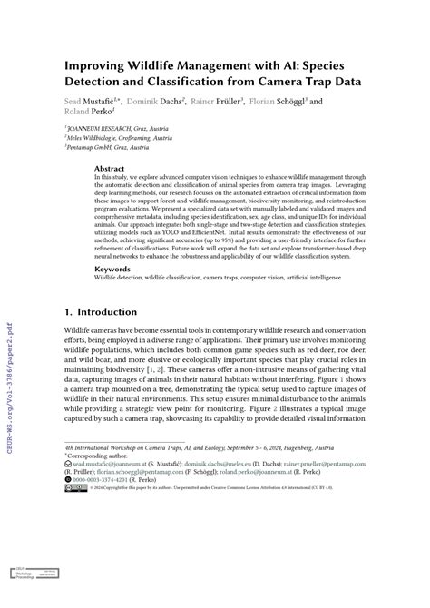 Pdf Improving Wildlife Management With Ai Species Detection And Classification From Camera