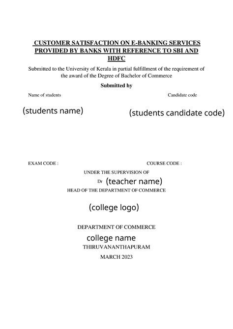 Bcom Project Customer Satisfaction On E Banking Services Customer Satisfaction On E Banking