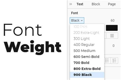 how to set the text font weight on web pages nicepage help center