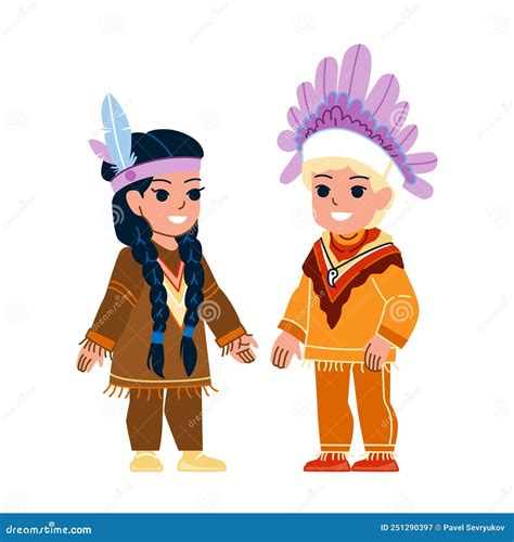 Vector Indio Americano De Niños Stock De Ilustración Ilustración De Historieta Gente 251290397