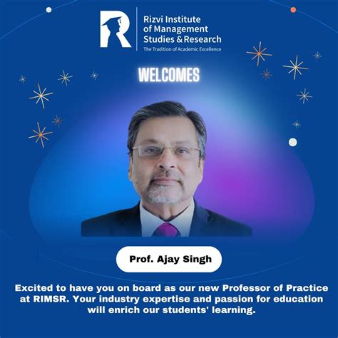 Prof Ajay Singh On Linkedin Honoured And Privileged To Serve As Professor Of Practice At Rimsr