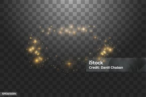 조명 효과 빛나는 럭셔리 배너 벡터 일러스트 레이 션 골든 프레임 노을 라인 골든 프레임 불꽃 조명 효과 스포트 라이트 투명 한