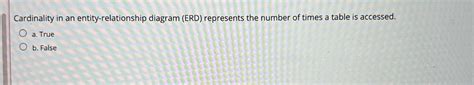 Solved Cardinality In An Entity Relationship Diagram Erd