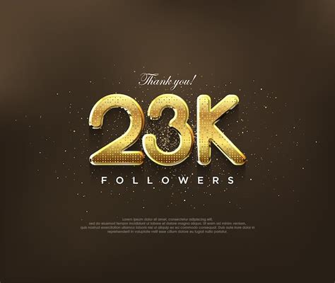 23k 추종자 감사를 위한 골든 디자인 벡터 인사말 배너 디자인 소셜 미디어 포스트 포스터 프리미엄 벡터