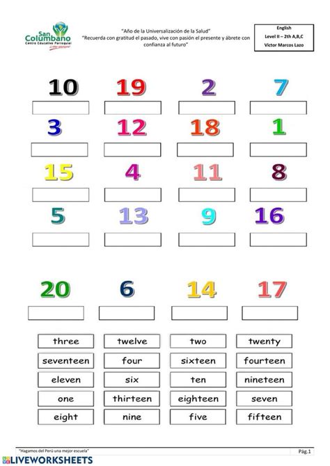 Numbers 1 20 Worksheet Pdf