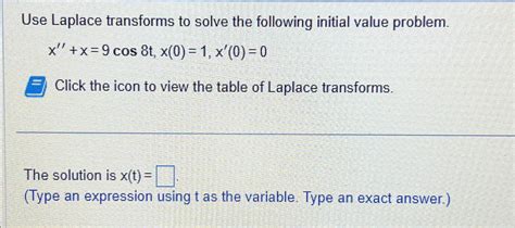Solved Use Laplace Transforms To Solve The Following Initial