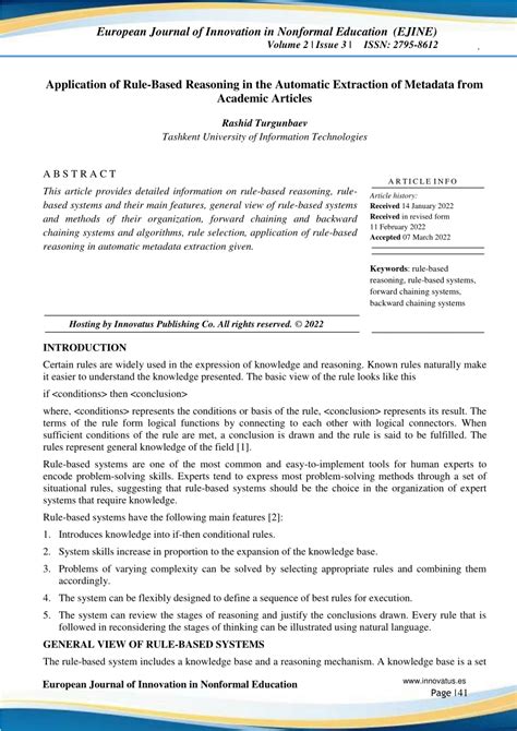 Pdf Application Of Rule Based Reasoning In The Automatic Extraction